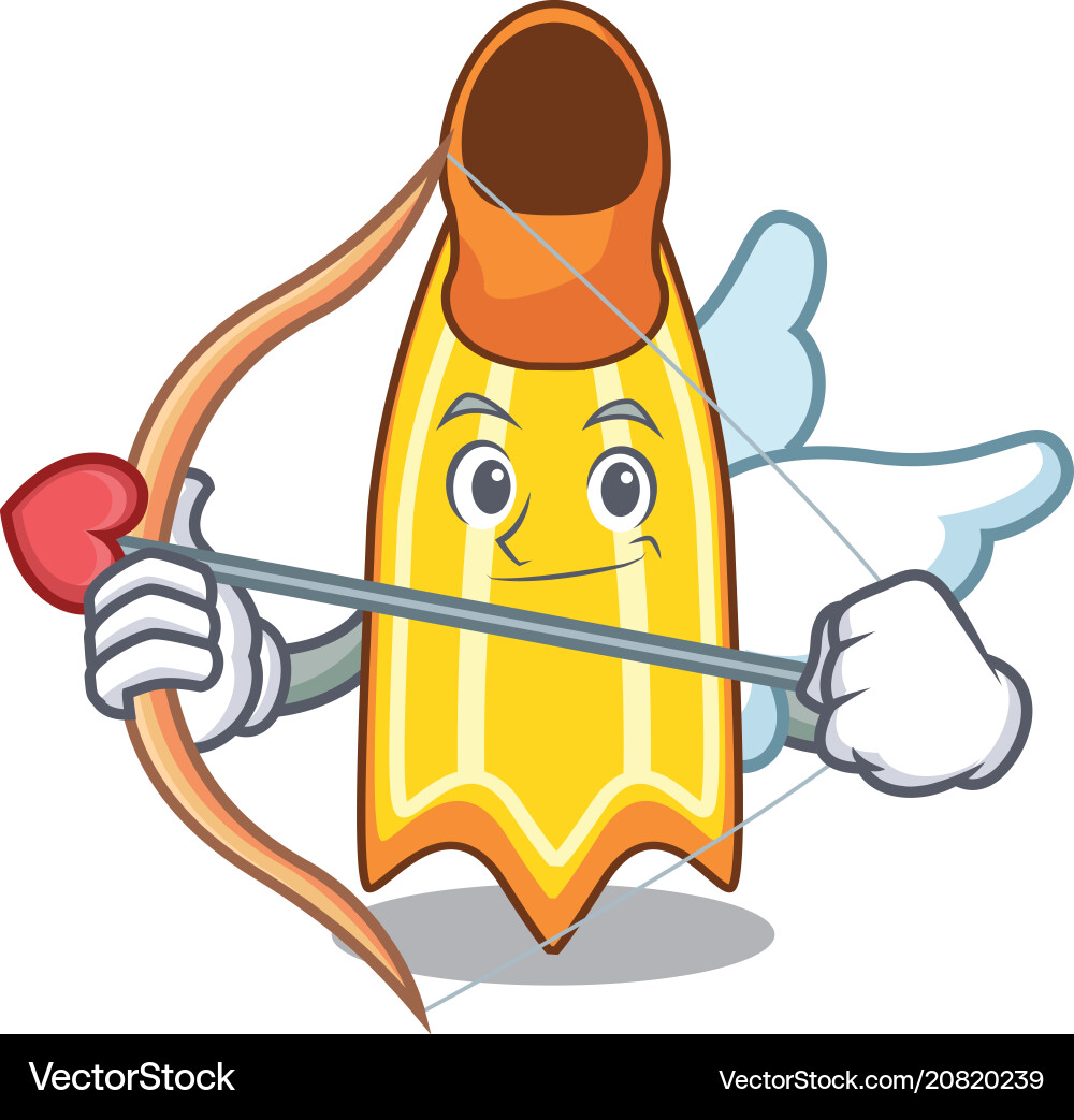 Cupid swim fin character cartoon Royalty Free Vector Image