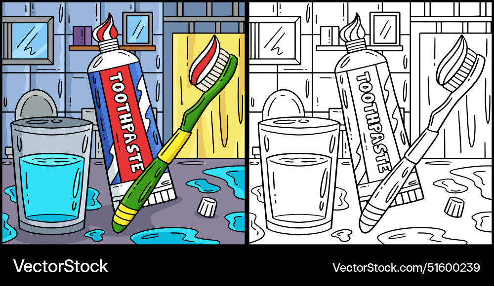 Dental care toothbrush and toothpaste Royalty Free Vector
