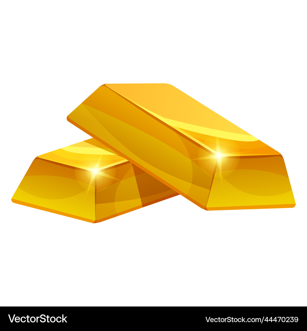 Gold bar icons ingot symbol of richness currency Vector Image