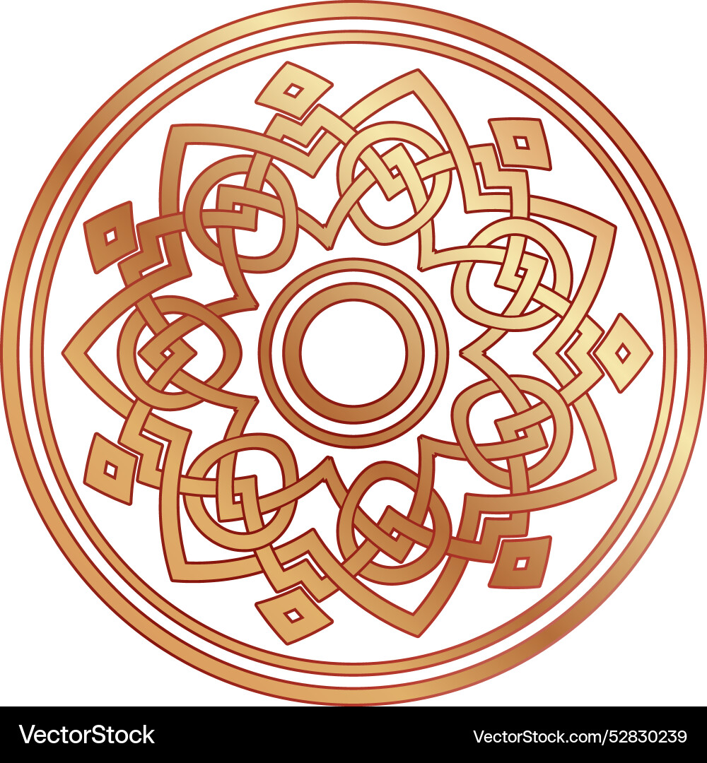 Golden monogram with abstract round decorative Vector Image