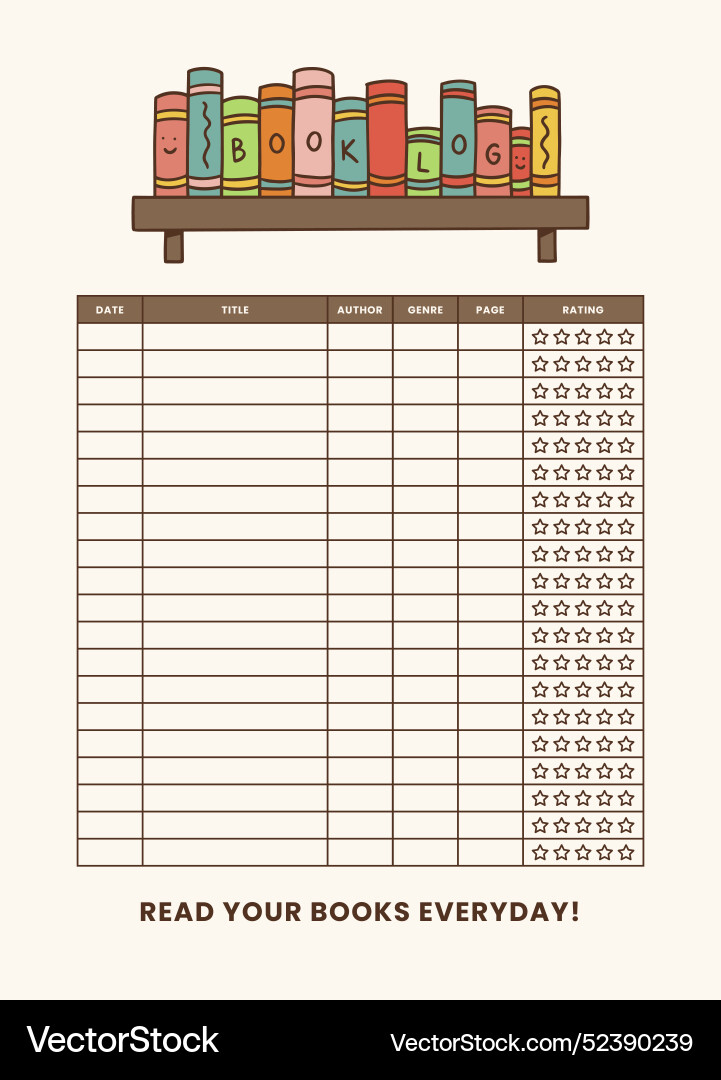 Hand drawn book list to print template Royalty Free Vector