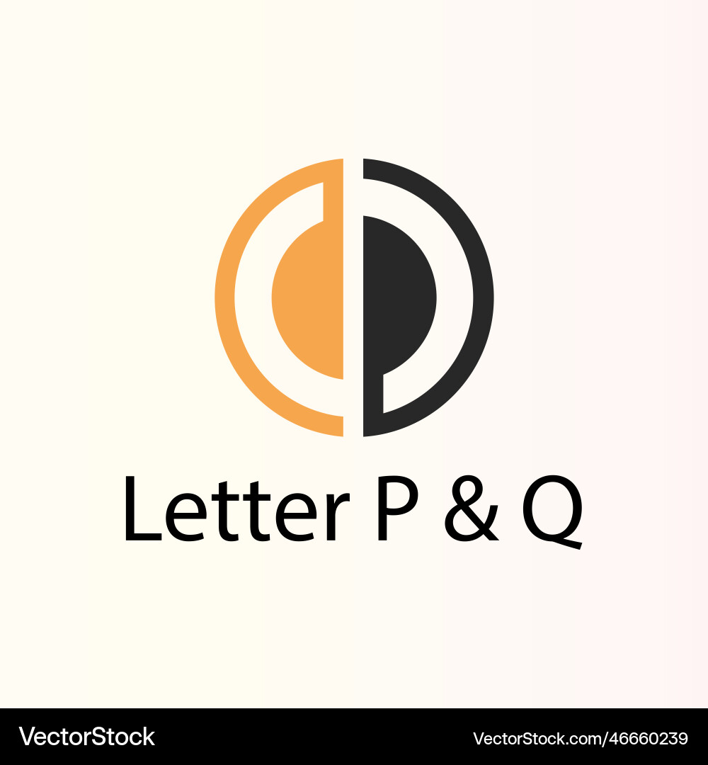 Letter p and q logo with circle shape stock Vector Image