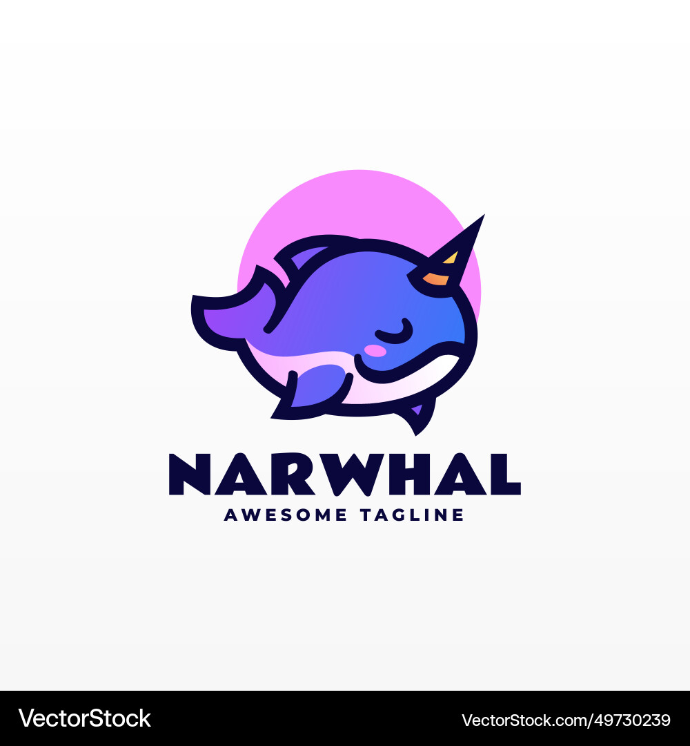 Logo narwhal simple mascot style Royalty Free Vector Image
