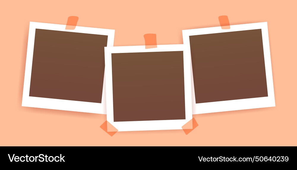 Peach fuzz instant photo frame mockups Royalty Free Vector