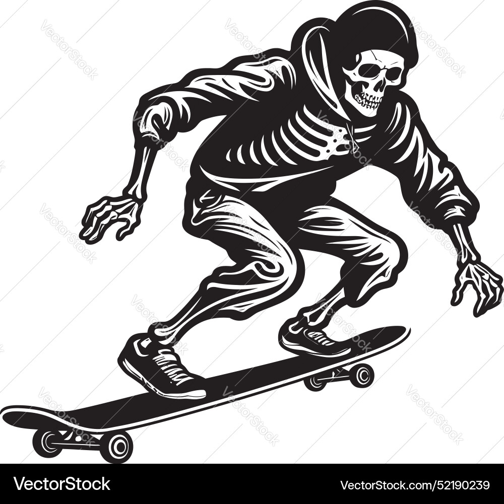 Skeletal skater skateboarding skeleton black icon Vector Image