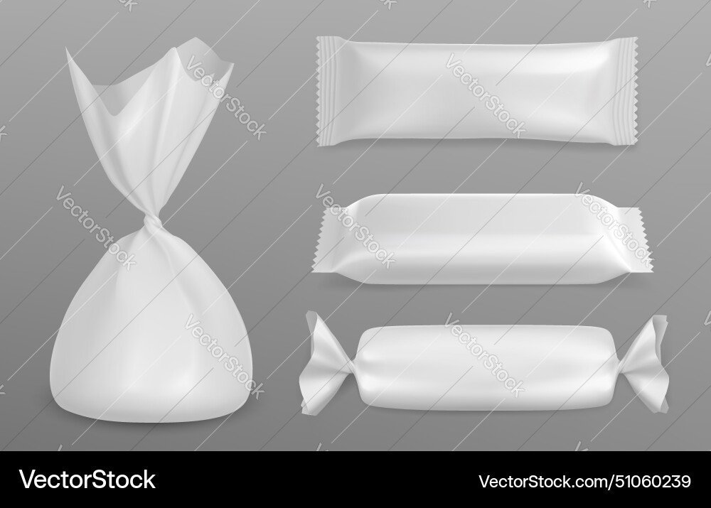 White blank candy wrapper mockup Royalty Free Vector Image