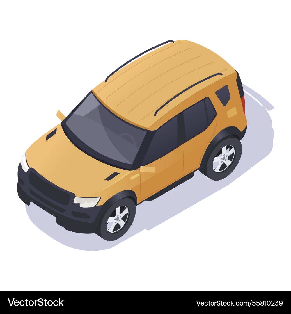 Yellow off-road suv in isometric view on white Vector Image