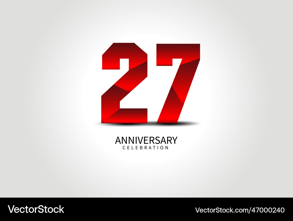 27 year anniversary celebration logo red Vector Image