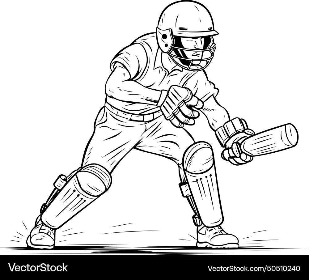 Cricket player in action Royalty Free Vector Image