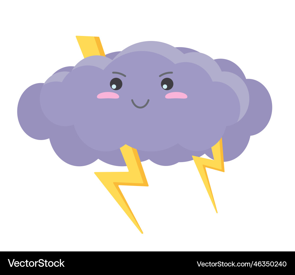 Cute Storm Cloud Cartoon Royalty Free Vector Image