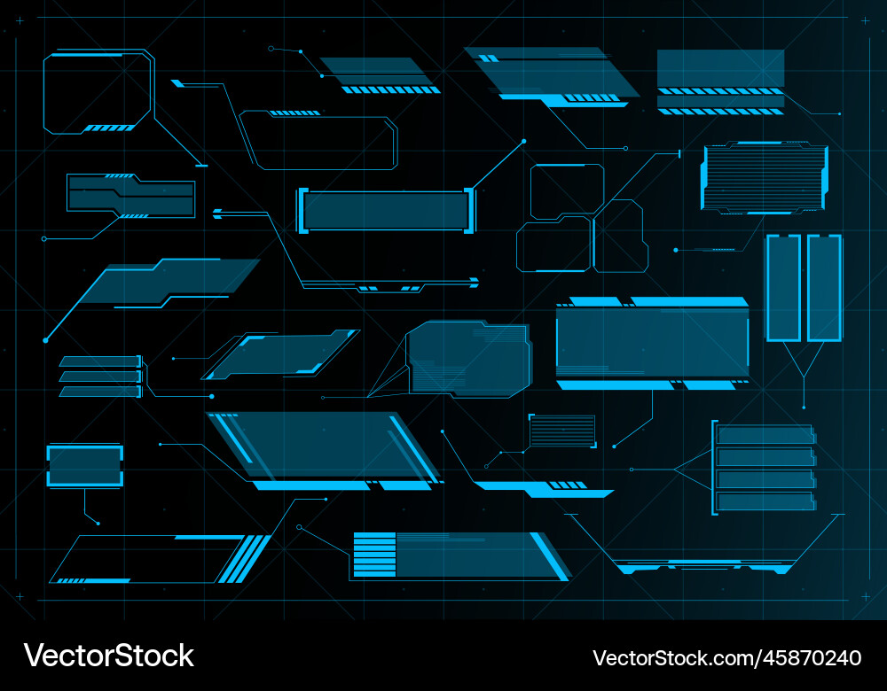 Cyberpunk Digital Title Frames Royalty Free Vector Image