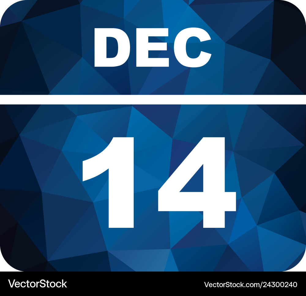 December 14th date on a single day calendar Vector Image