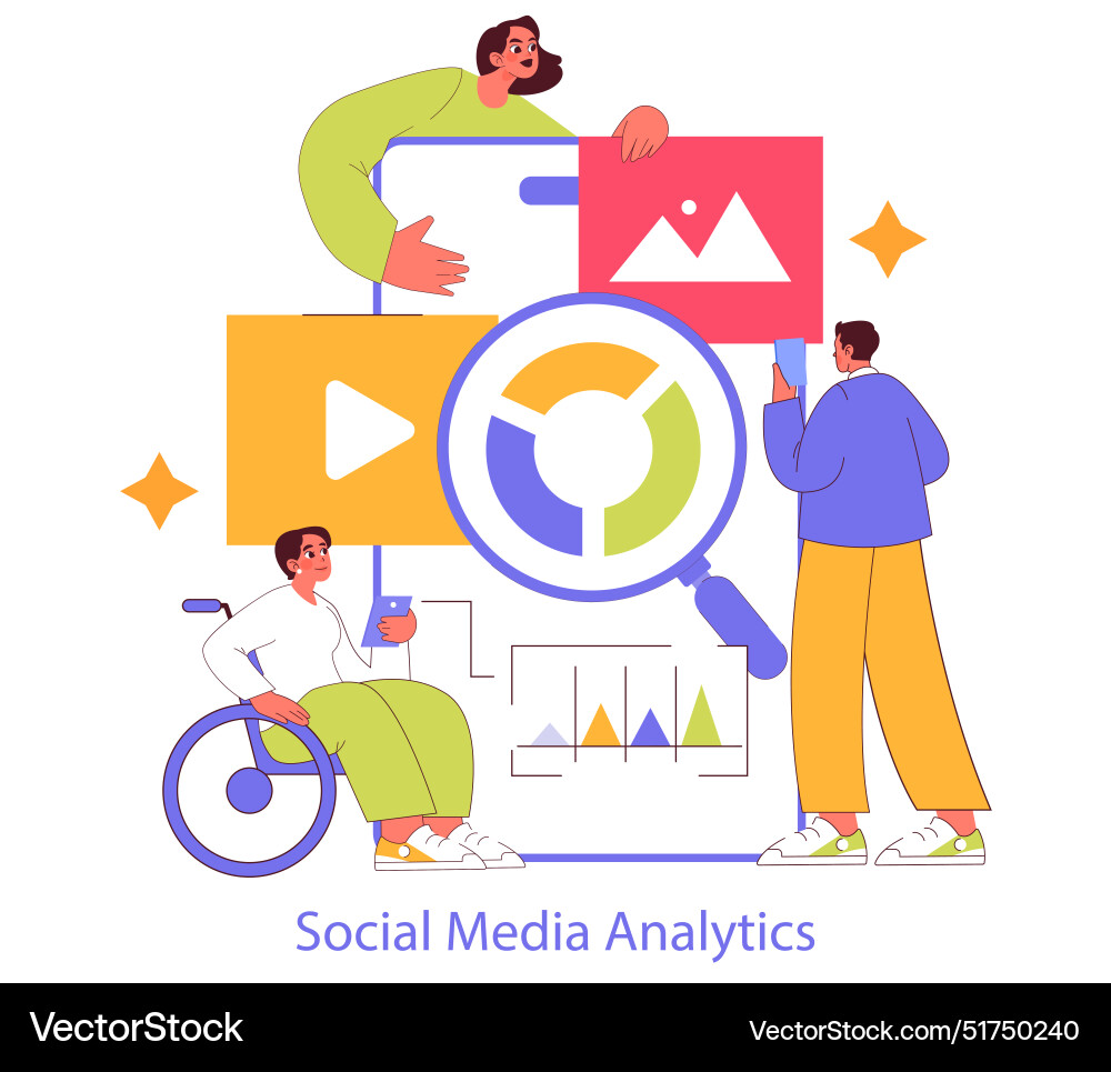 Digital strategy flat Royalty Free Vector Image