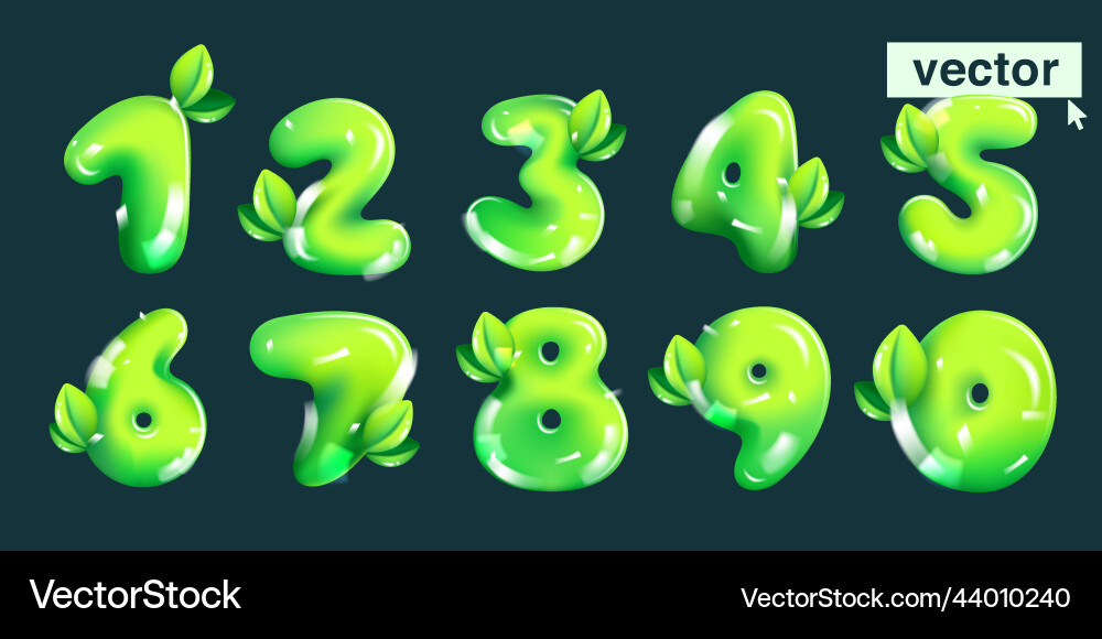 Eco numbers set in realistic 3d design Royalty Free Vector