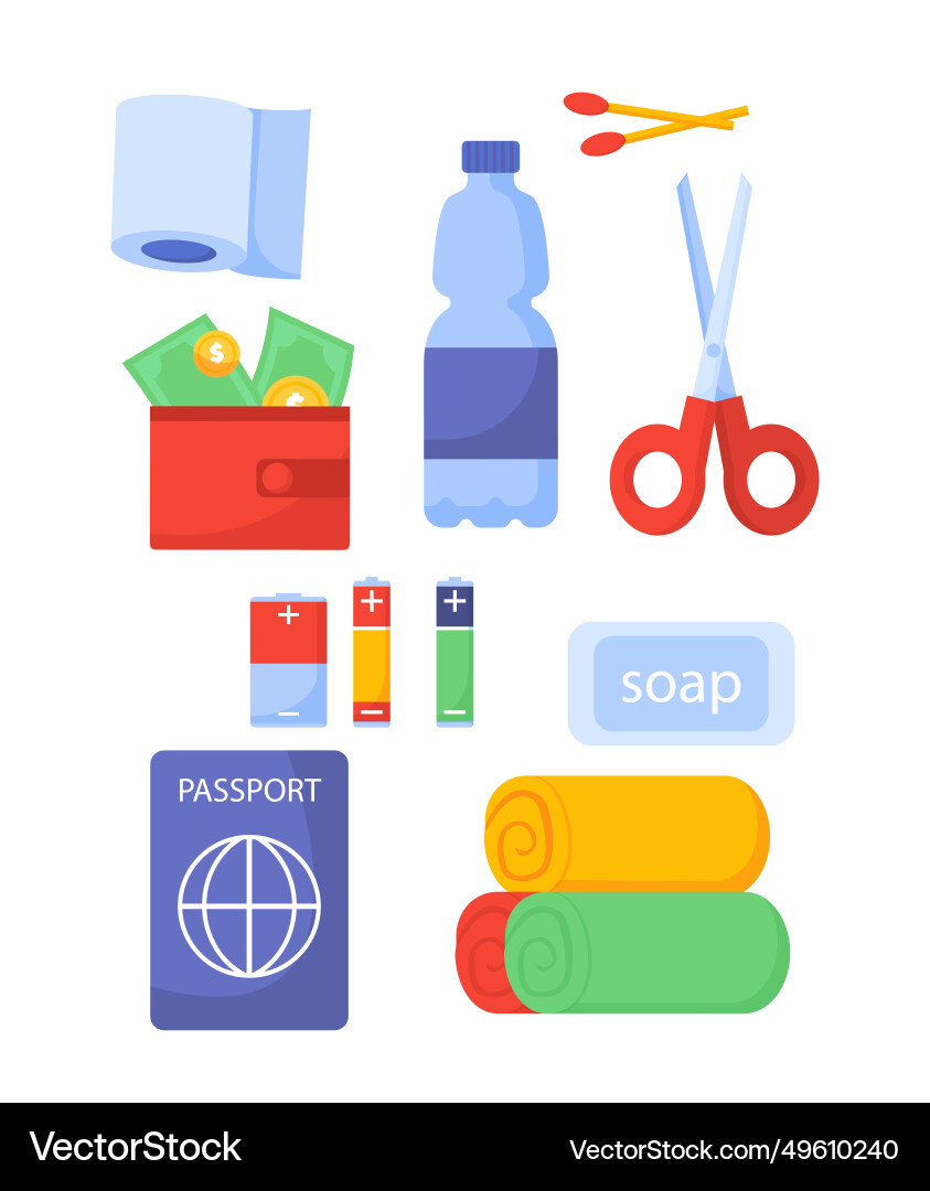 Emergency kit set Royalty Free Vector Image - VectorStock