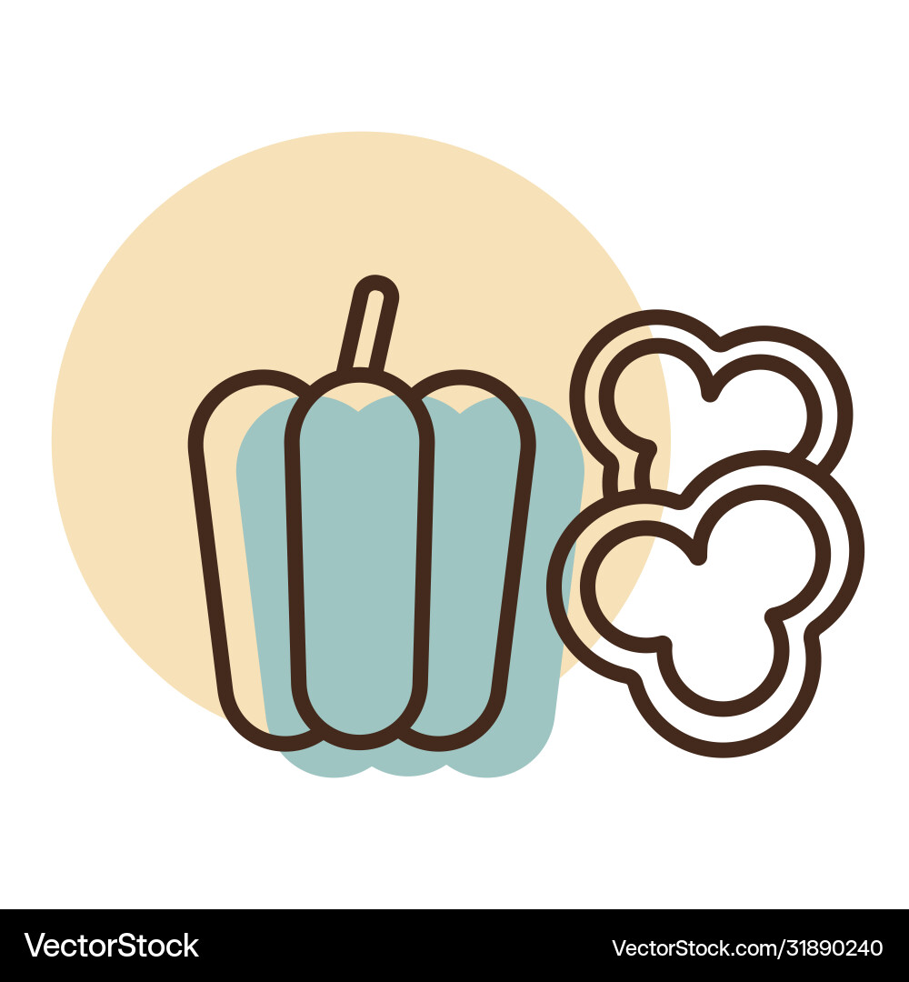 Fresh peppers sliced icon vegetable symbol Vector Image