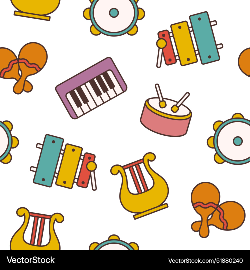 Musical instruments seamless pattern Royalty Free Vector