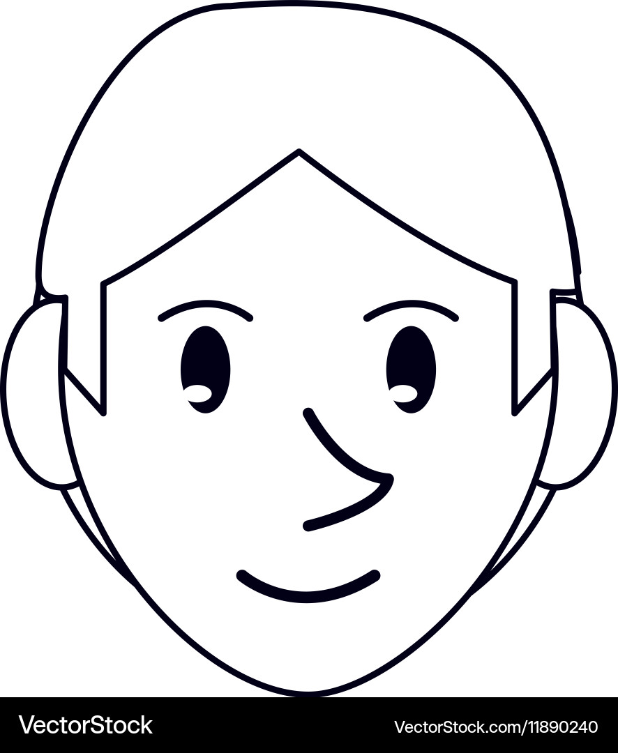 Pictograph young face guy smile Royalty Free Vector Image