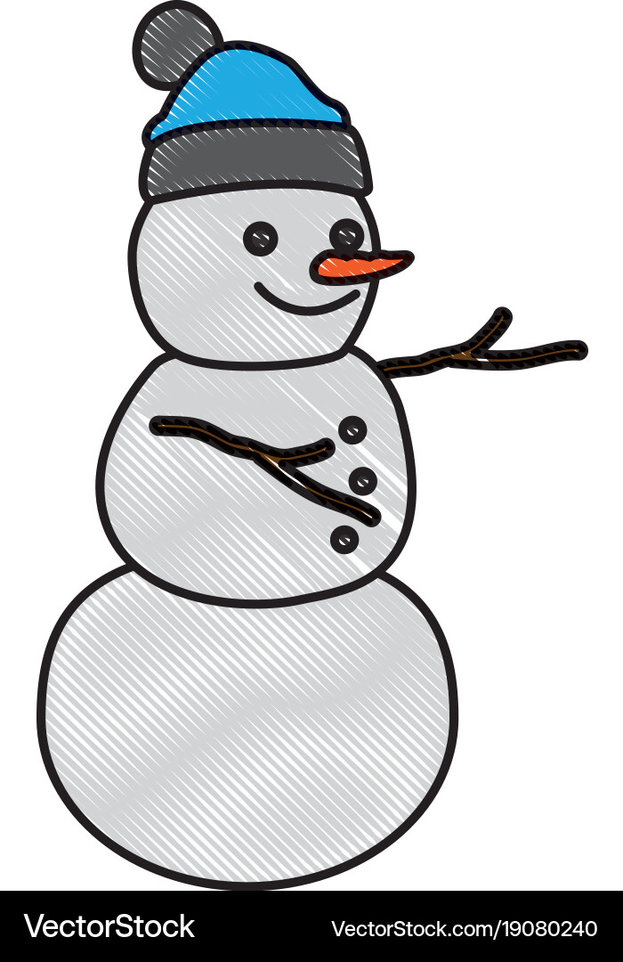 Snowman winter cartoon Royalty Free Vector Image
