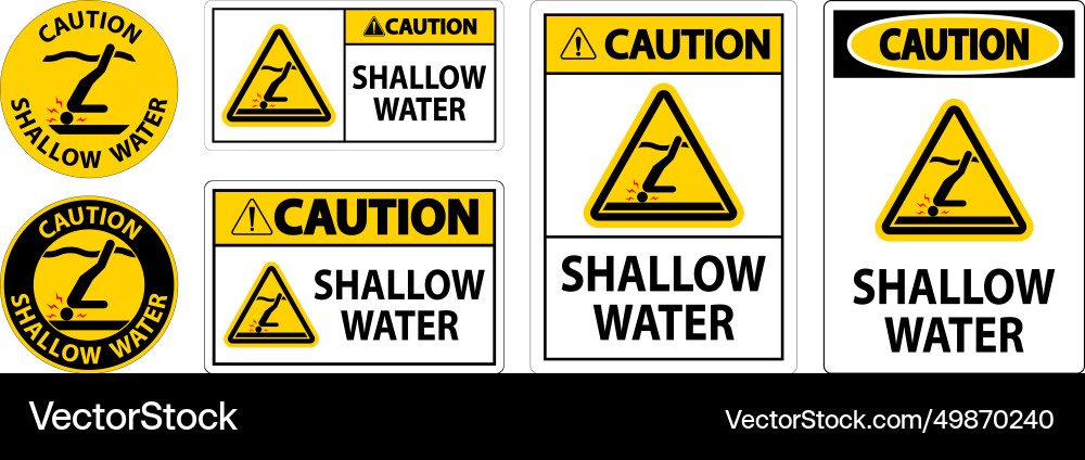 Water safety sign caution - shallow Royalty Free Vector