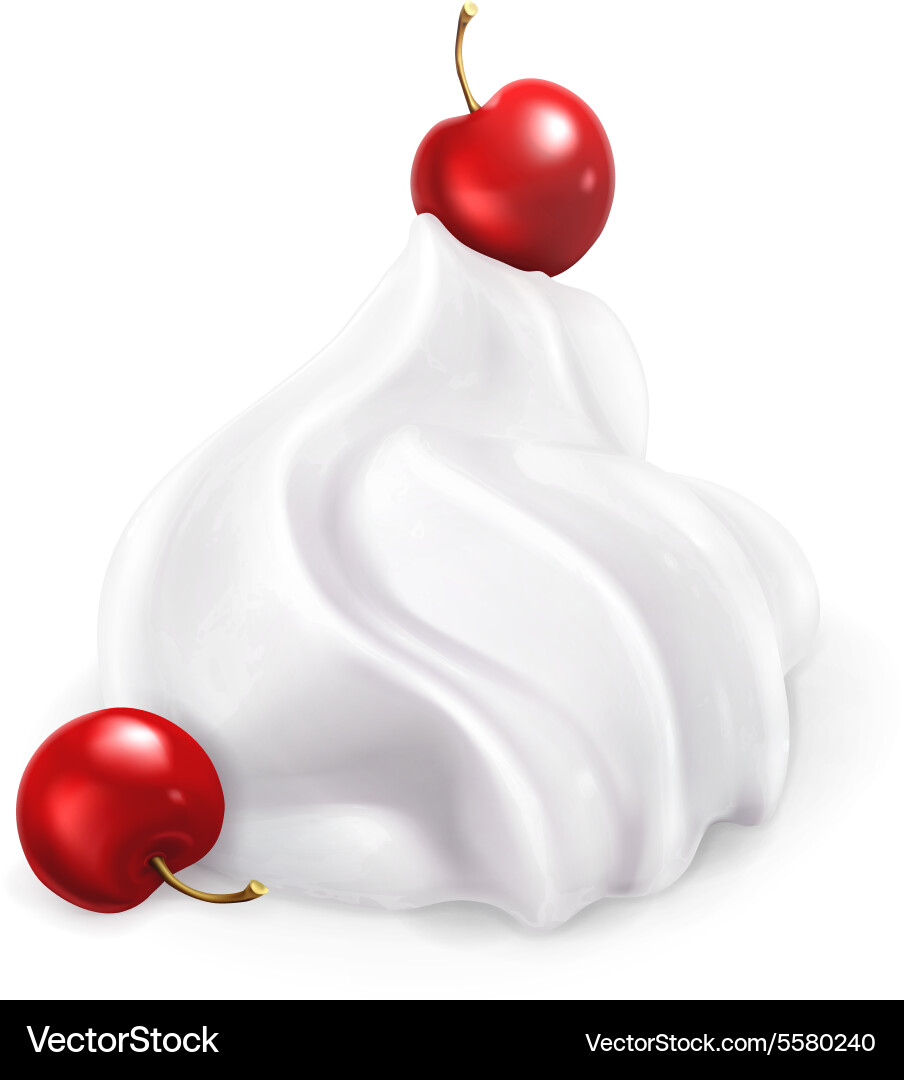 Whipped cream with berries Royalty Free Vector Image