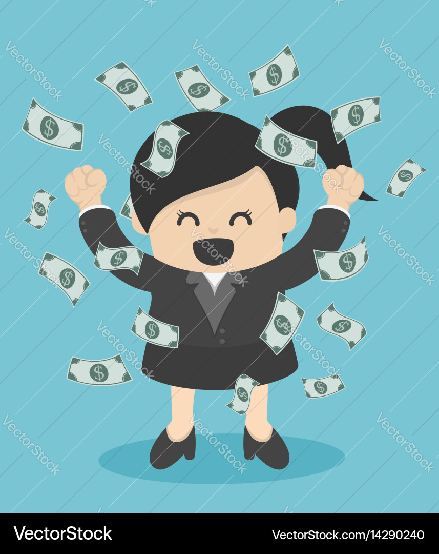 Woman Throwing Money Upwards Royalty Free Vector Image