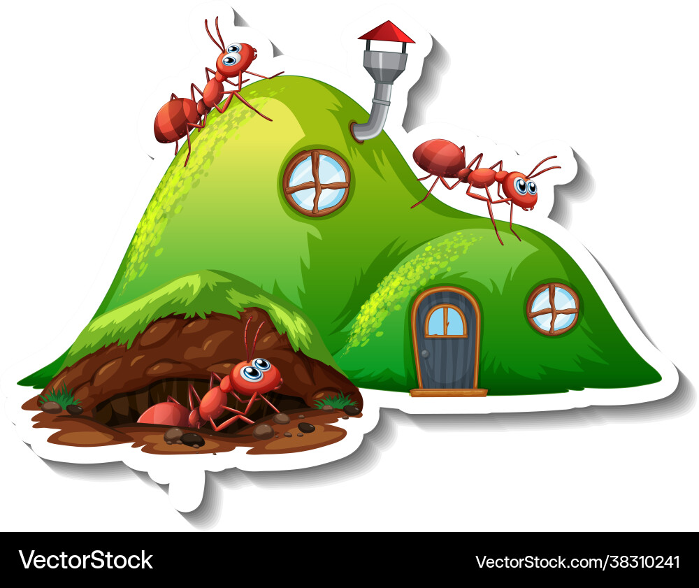 A sticker template with fantasy ant nest isolated Vector Image