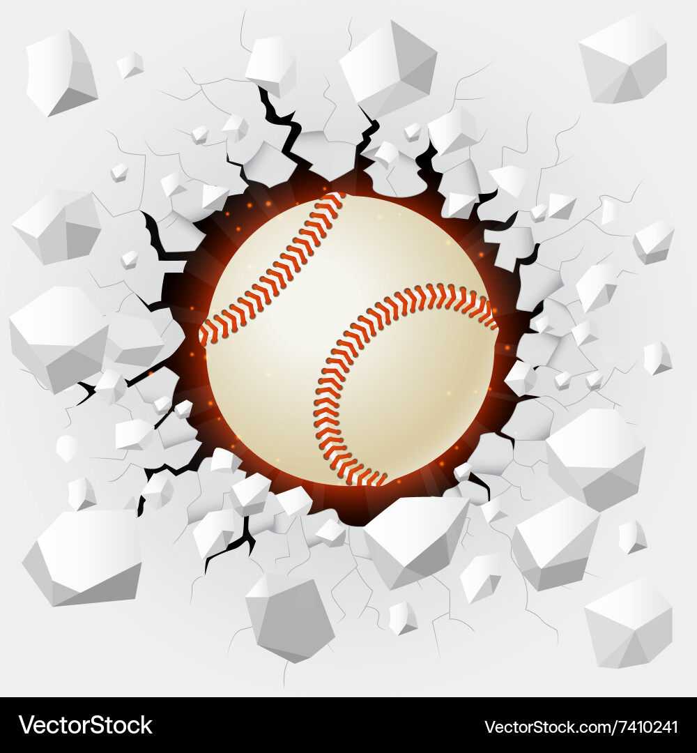 Baseball and with wall damage Royalty Free Vector Image