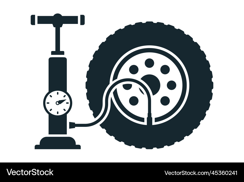 Black icon inflate a car tire Royalty Free Vector Image