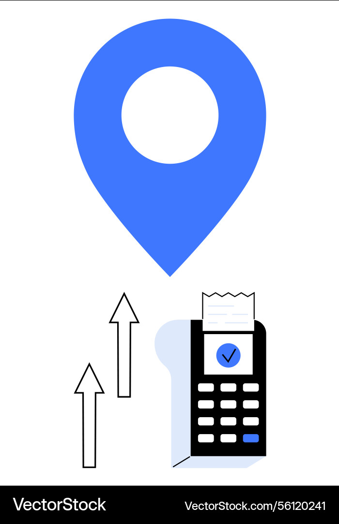 Blue location pin payment terminal with receipt Vector Image