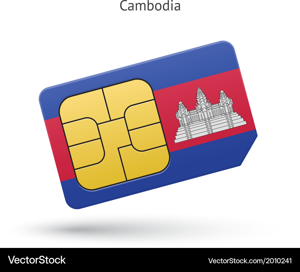 Cambodia mobile phone sim card with flag Vector Image