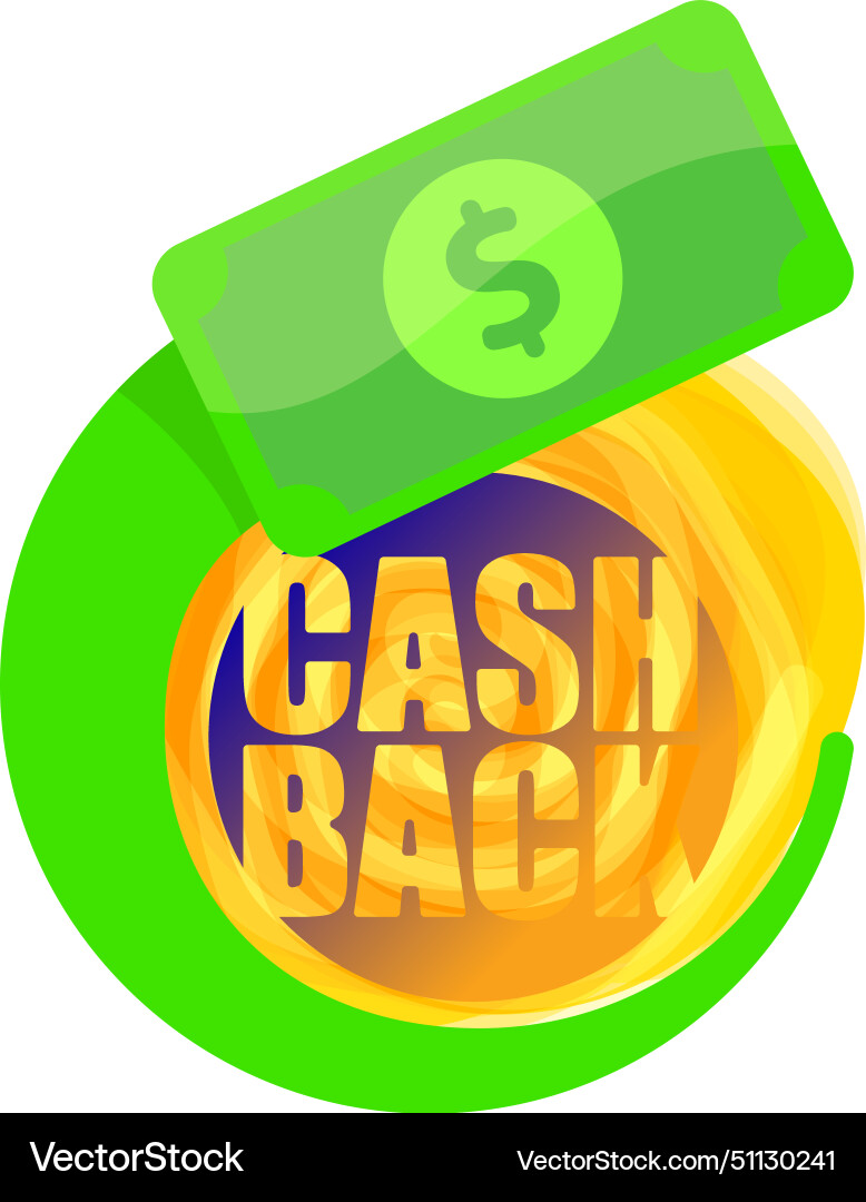 Cash back icon with dollar isolated on Royalty Free Vector