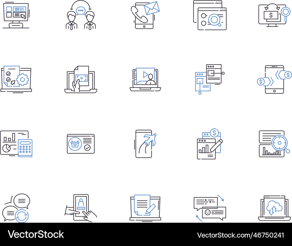 Content outline icons collection writing Vector Image