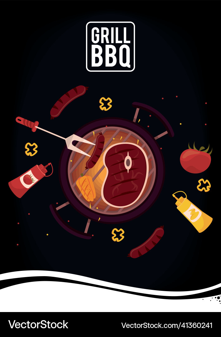 Grill bbq lettering with equipment Royalty Free Vector Image