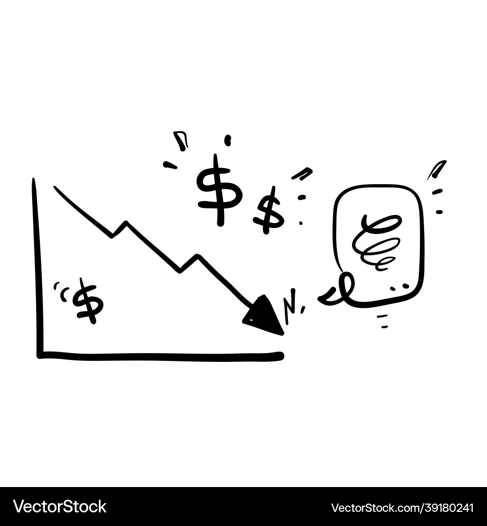 Hand drawn doodle financial graph down icon Vector Image