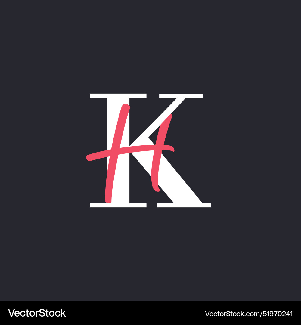 Letter kh logo perfectly blended initials Vector Image