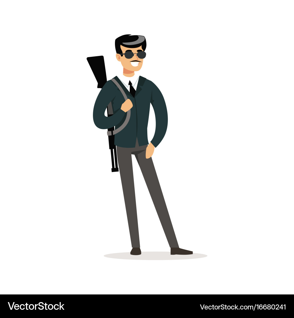 Mafia man character in sunglasses with a gun Vector Image