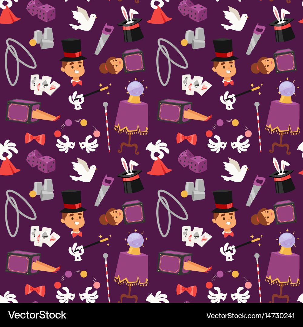 Magician seamless pattern Royalty Free Vector Image