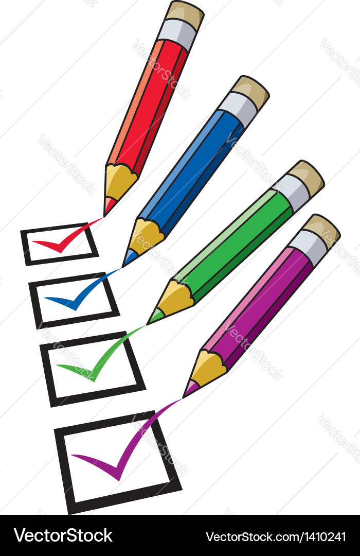 Pencils and checklist Royalty Free Vector Image