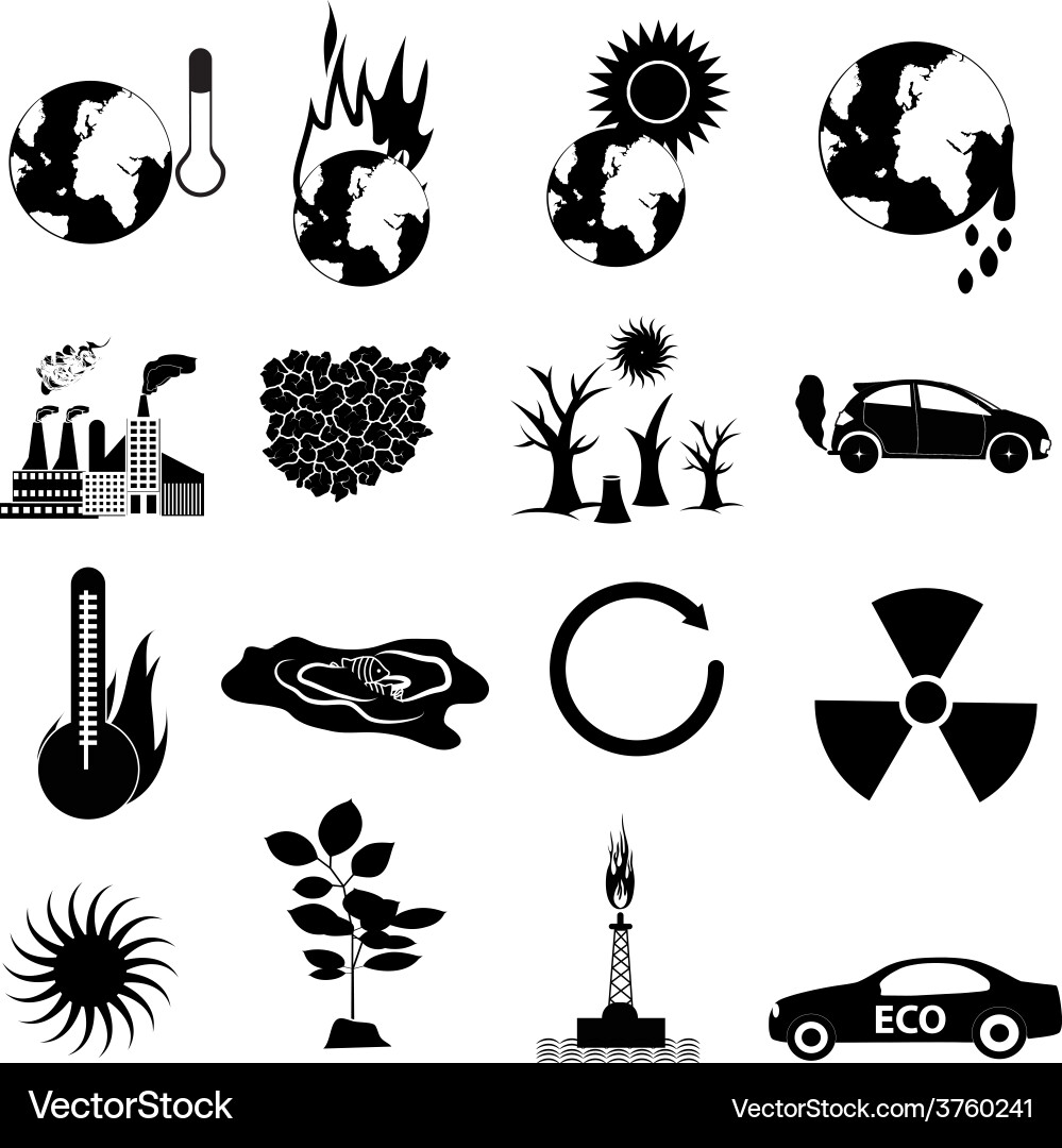 Pollution Icons - Environmental Hazards Royalty Free Vector