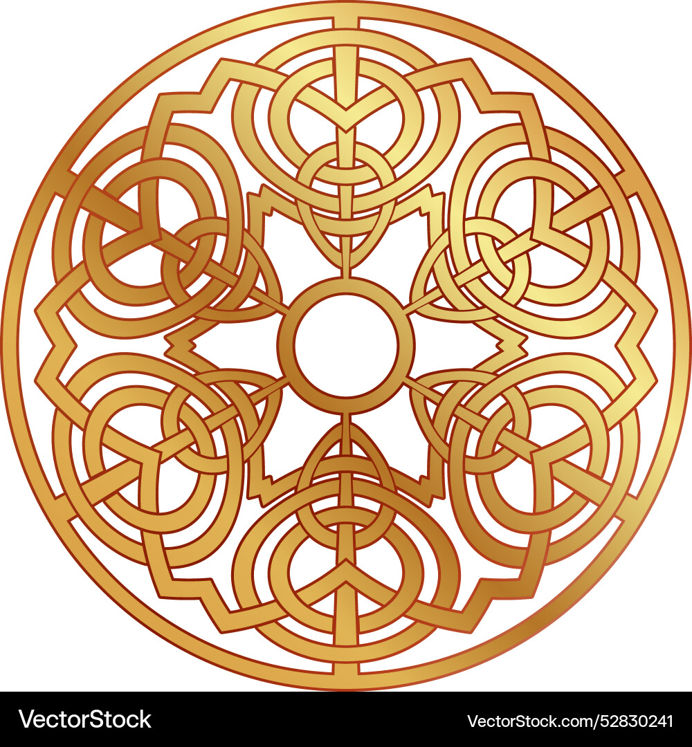 Round monogram realistic golden logo ornate Vector Image