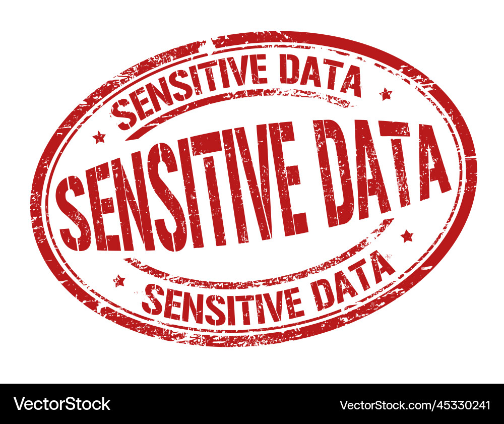 Sensitive data grunge rubber stamp Royalty Free Vector Image