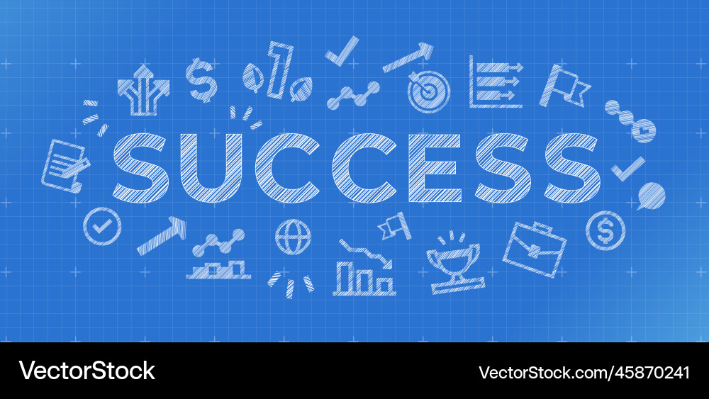 Success blueprint successful business plan Vector Image Success blueprint successful business plan Vector Image