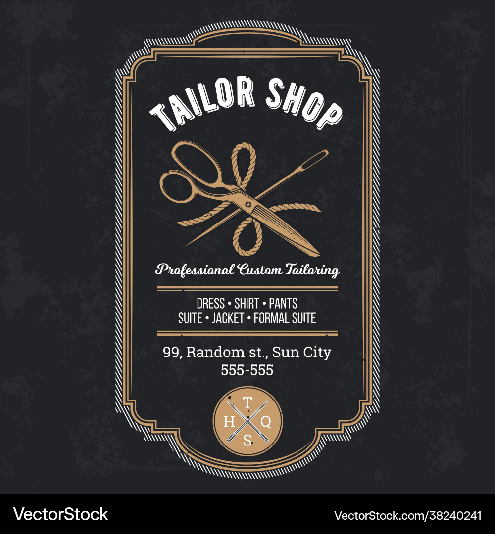 Tailor emblem signage Royalty Free Vector Image