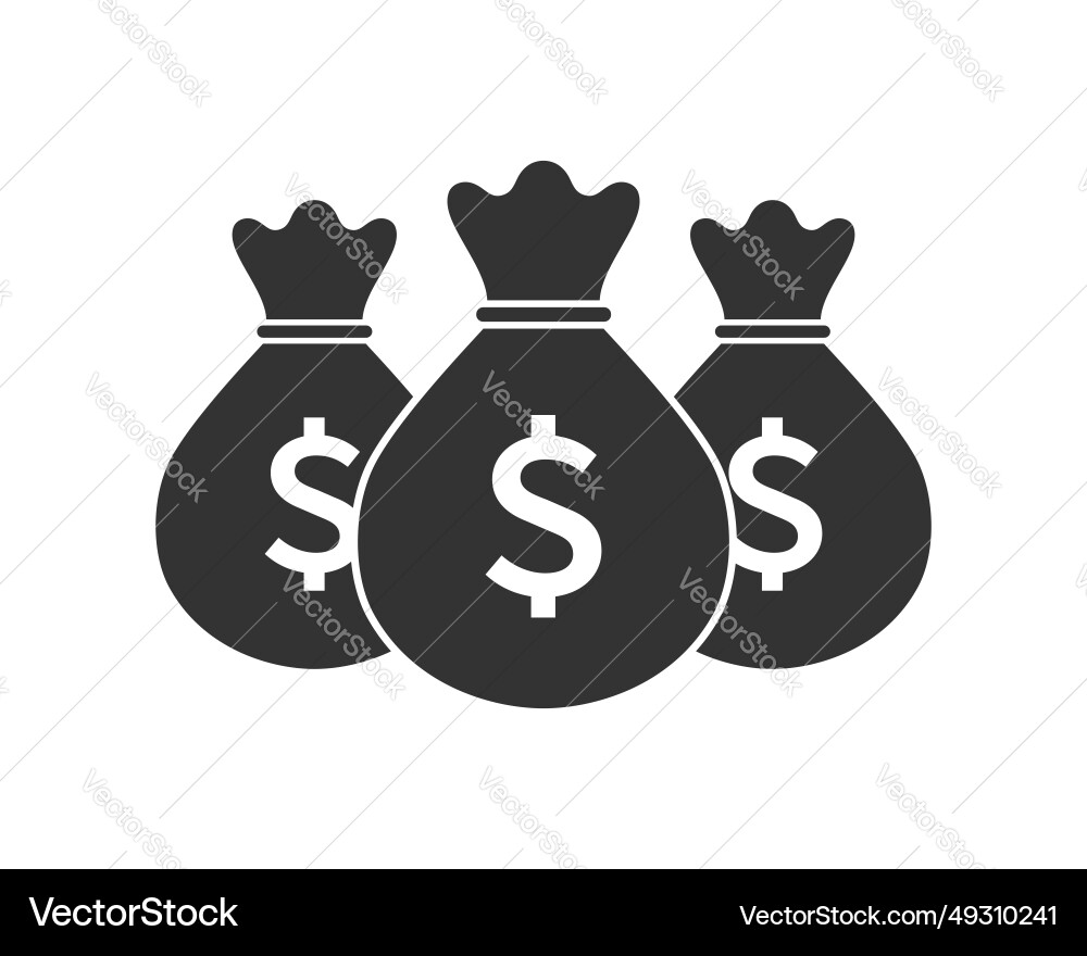Three money bags Royalty Free Vector Image - VectorStock