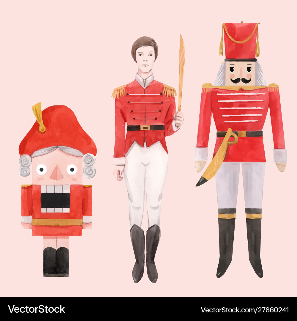 Watercolor nutcracker ballet Royalty Free Vector Image