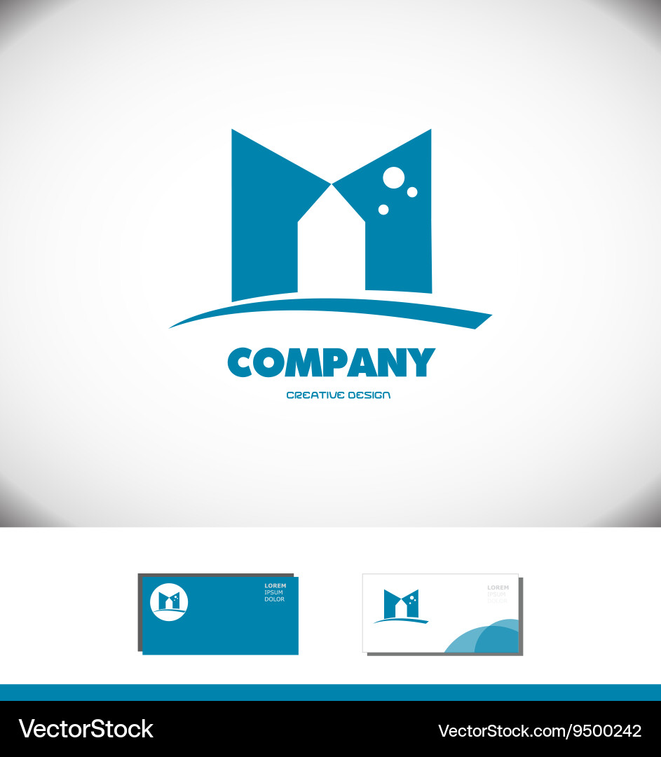 Alphabet letter m flat blue logo icon Royalty Free Vector