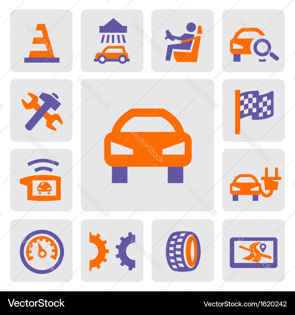 Auto and repair icons Royalty Free Vector Image