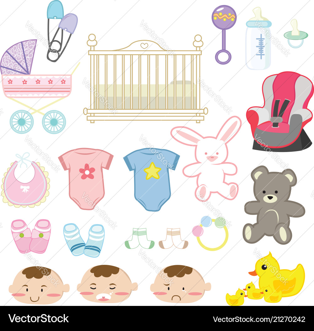 Baby items Royalty Free Vector Image - VectorStock