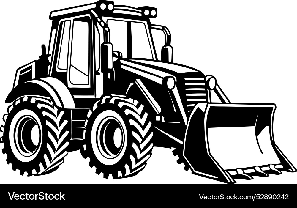 Backhoe loader silhouette Royalty Free Vector Image